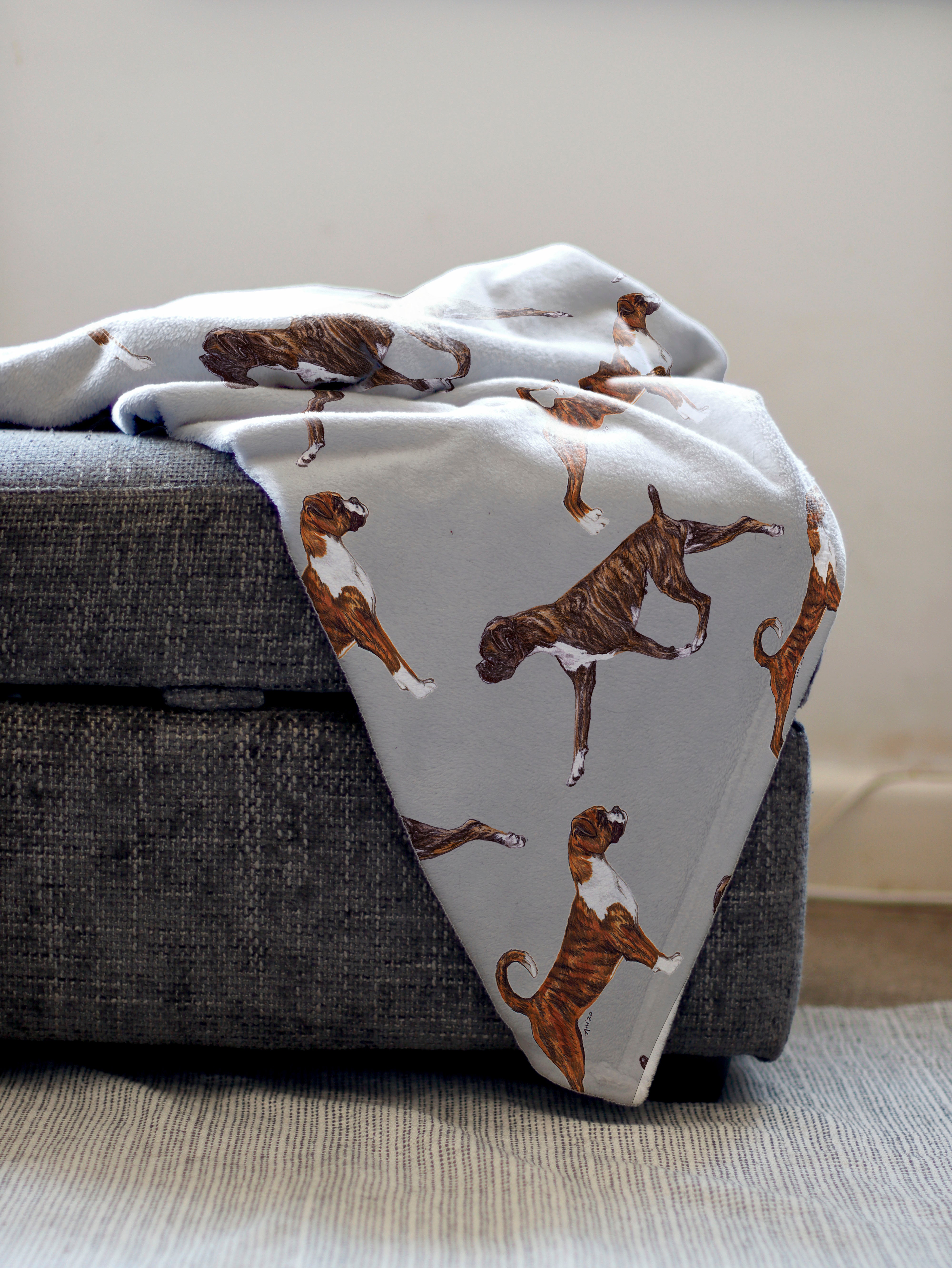 Boxer - Dog Patterned Throw Blanket | Amber Marie Studio
